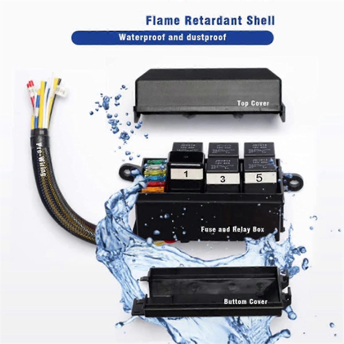 12v Automobile Fuse And Relay Box With Pre-wiring 6-way Fuse Box ...