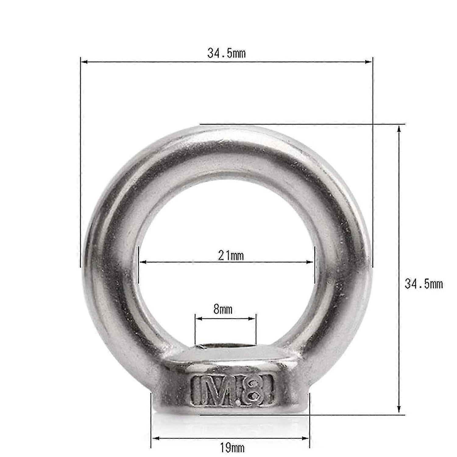 10 Pieces Stainless Steel Ring Nut, M8 Lifting Eye Nut, Hardware Eye ...