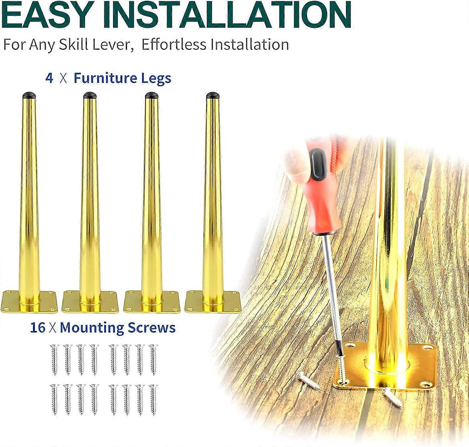 Adjustable Cabinet Legs 12 Inch / 30cm Oblique Furniture Legs Gold Set ...