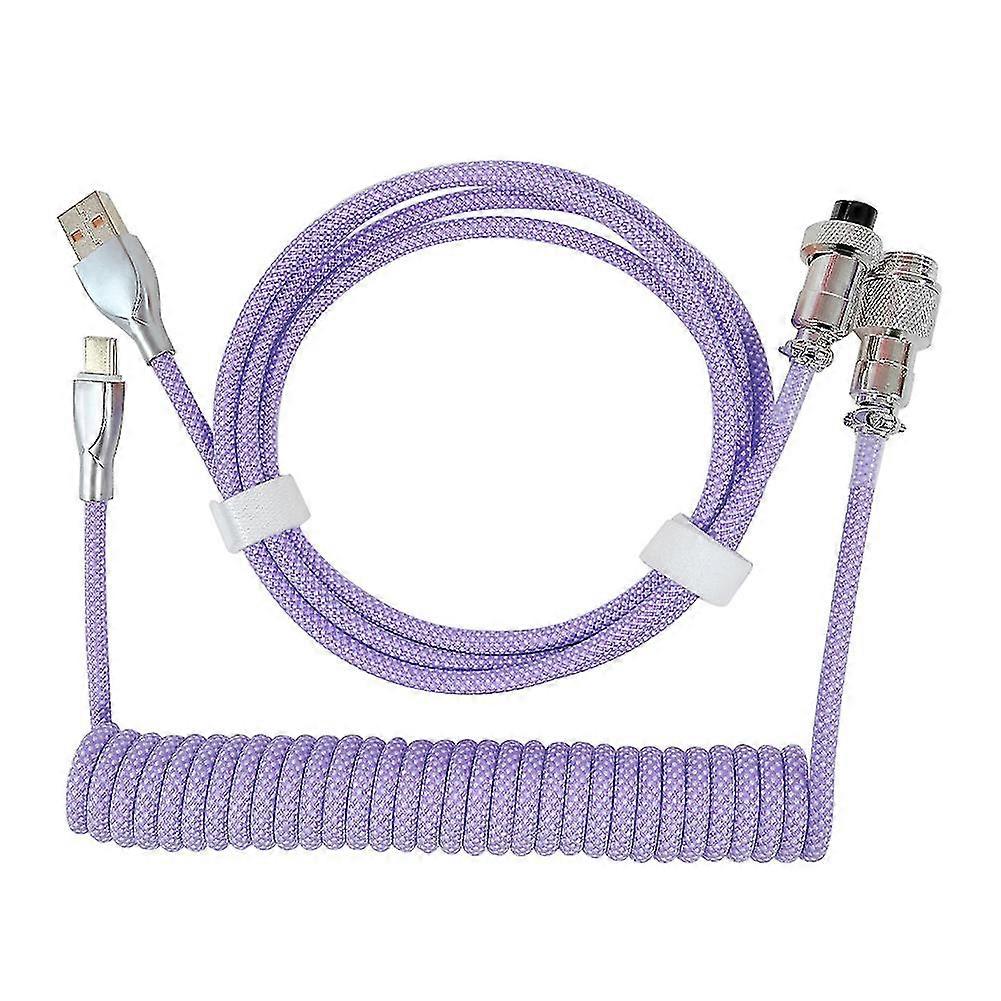2 In 1 Coiled Aviator Wire Type-c To Usb Cable For Mechanical Keyboard ...