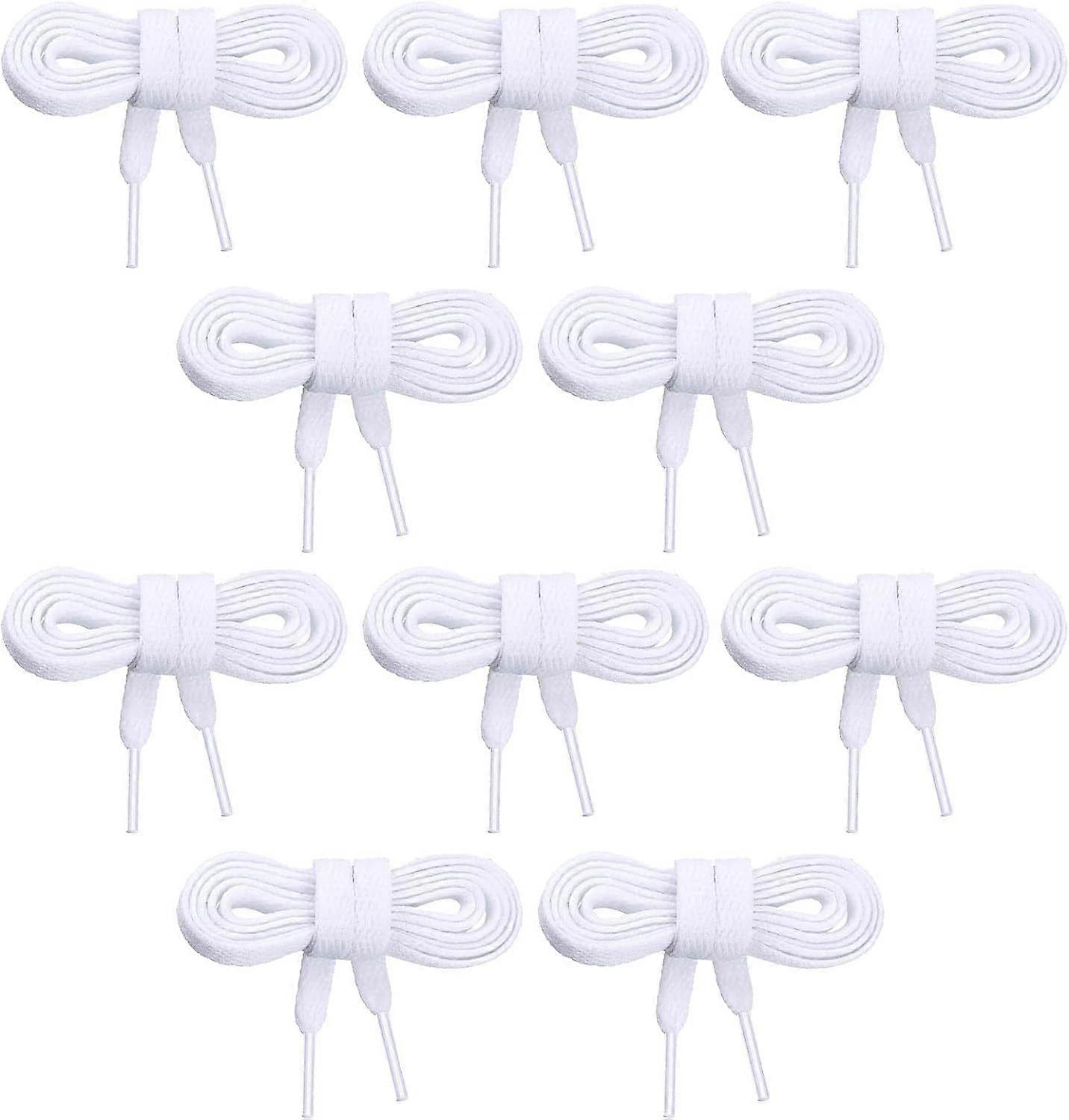 5 Pairs White Shoe Laces - Durable Flat Shoelaces for Casual and Sports ...