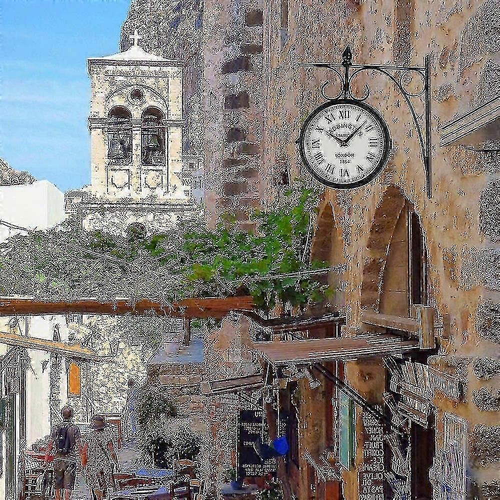 Outdoor Garden Clock Vintage Wrought Iron Double Sided Wall Clock ...