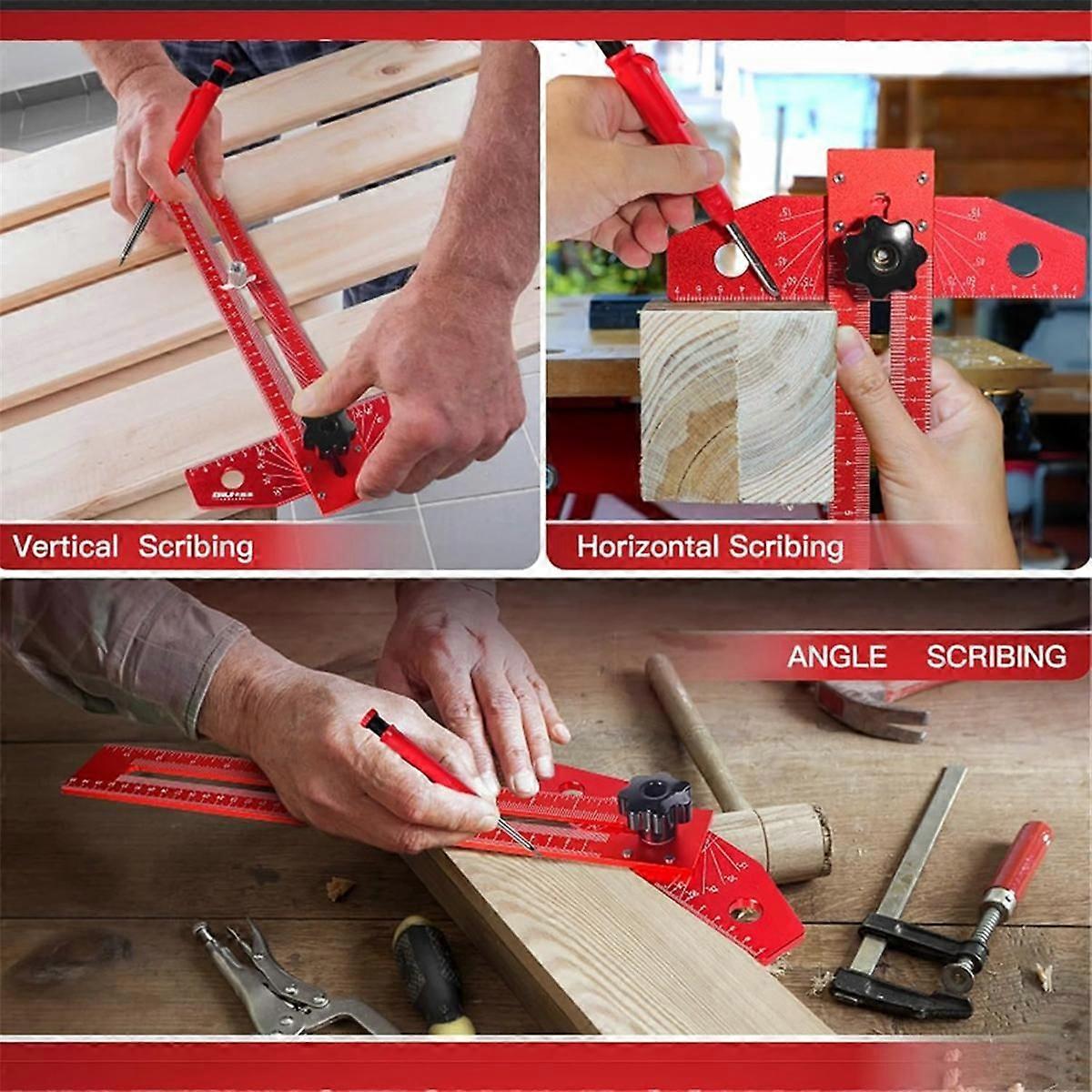 Adjustable Woodworking Scriber Marking Line Ruler,Aluminum Alloy ...