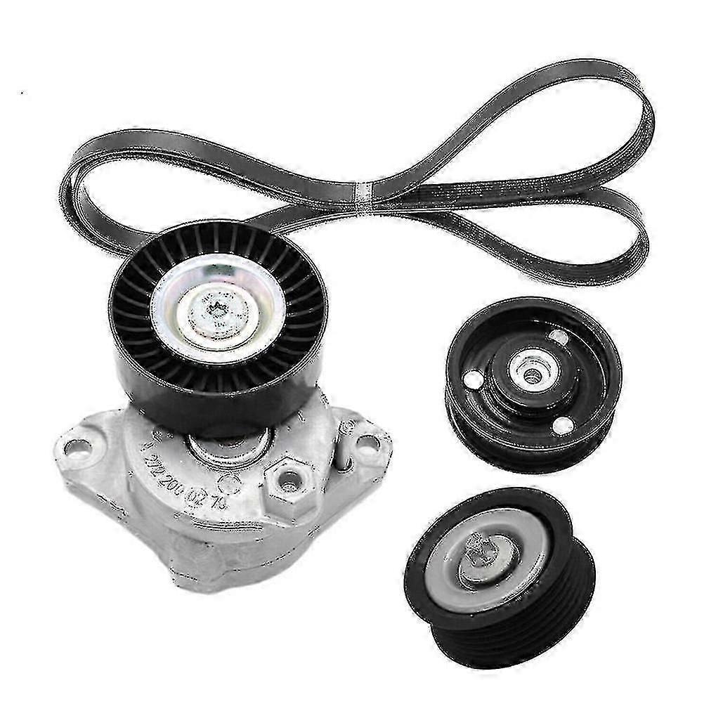 Engine Drive Belt Tensioner Assembly & 2 Idler Pulleys & Belt For Mercedes- M272 M273 2722000270 ...