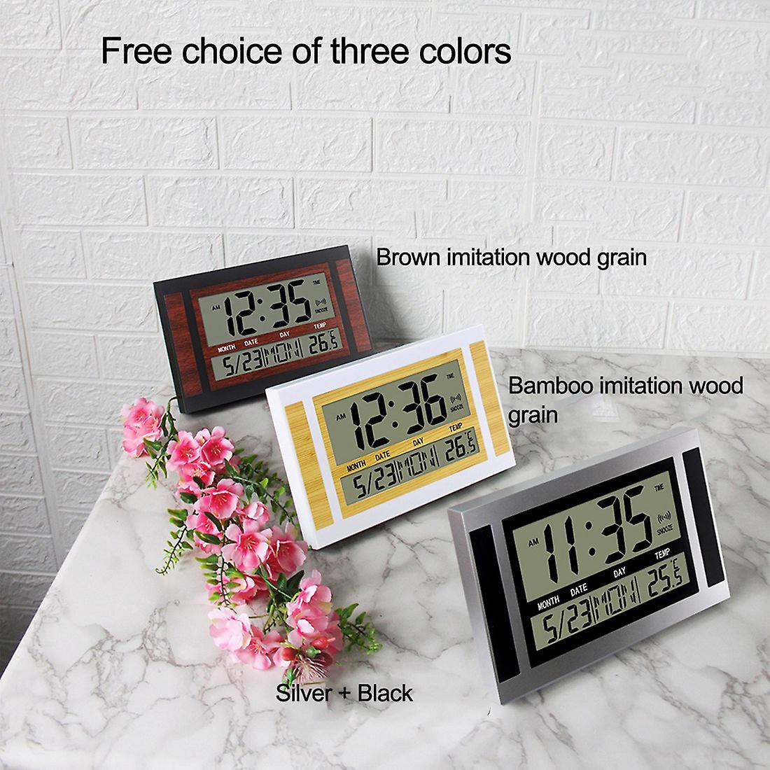 Digital Wall Clock LCD Number Time Temperature Calendar Alarm Table ...