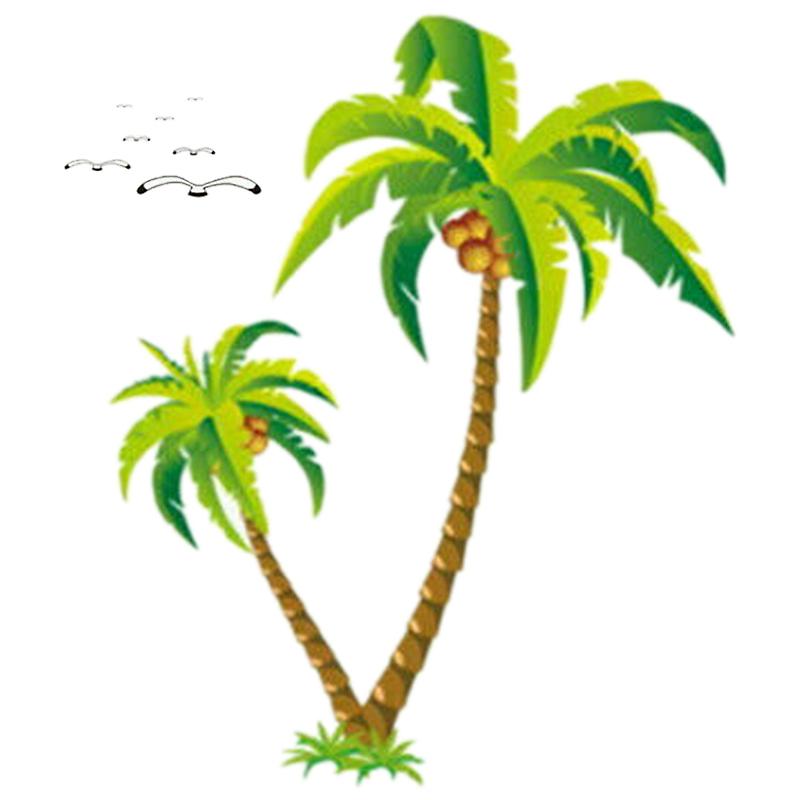 Coconut Palm Tree Sticker Tropical Beach Wall Decal Living Room ...