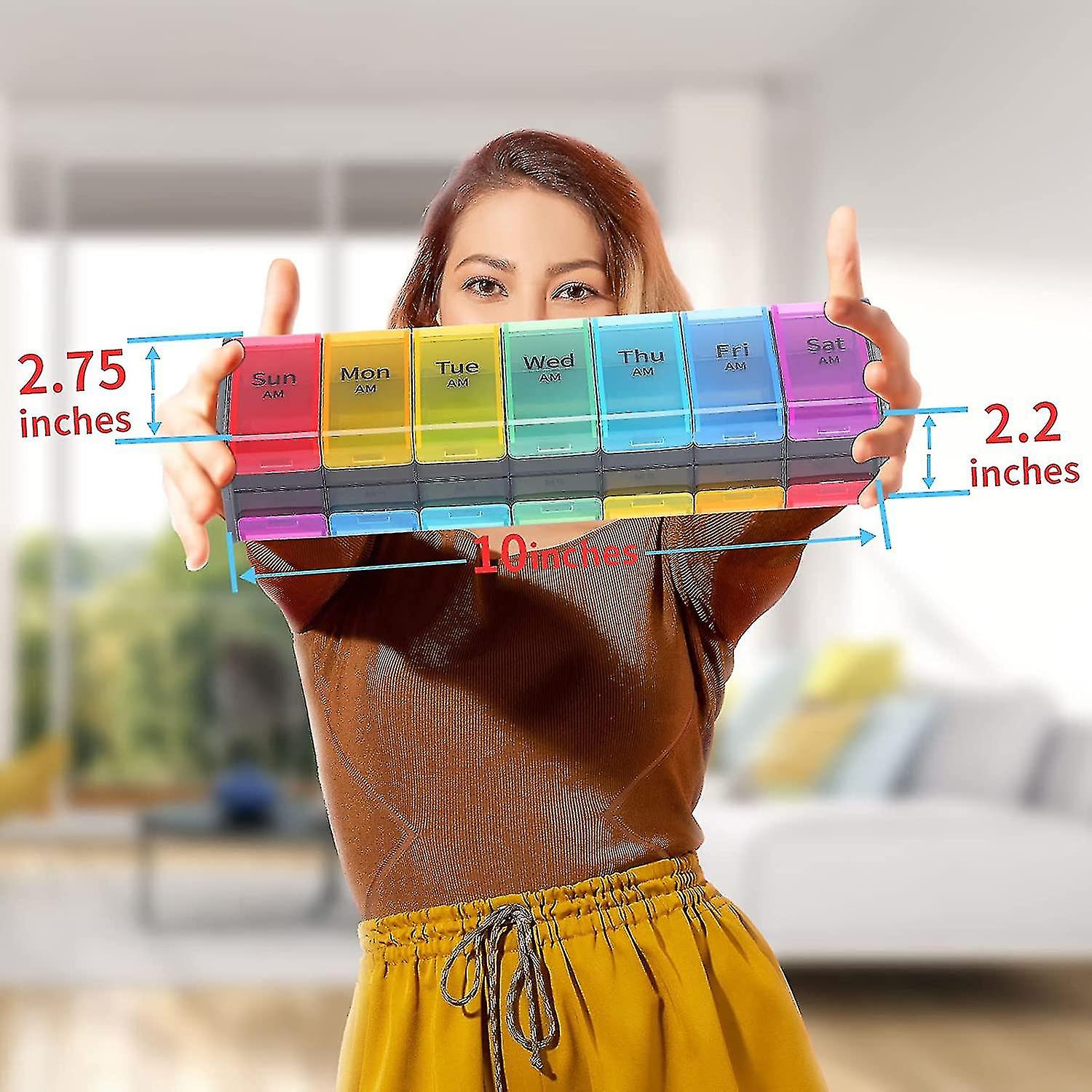 Extra Large Weekly Pill Organizer, 2 Times A Day Pill Box Case, Am Pm ...