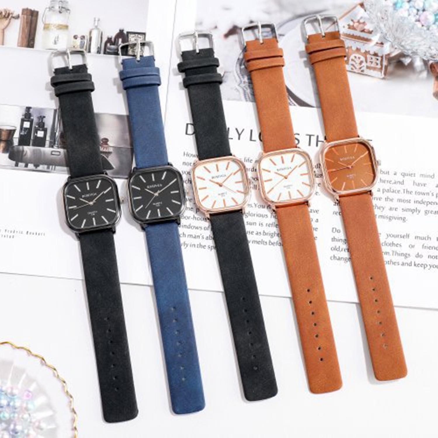 Square Quartz Watch Simple Elegant Adjustable Men Lady Minimalistic ...