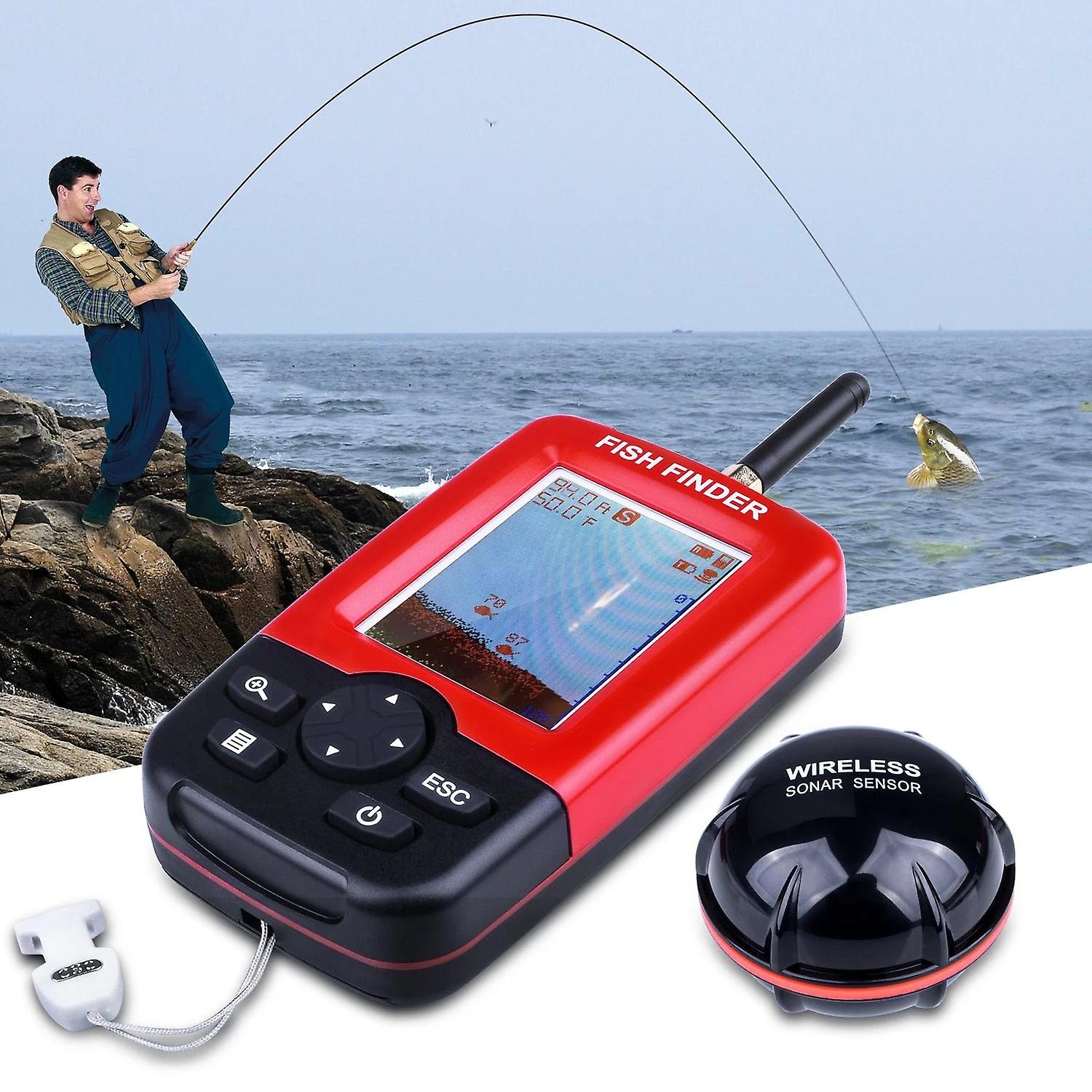 Wireless Portable Fish Finder 45m/135ft Sonar Depth Sounder Alarm Ocean ...
