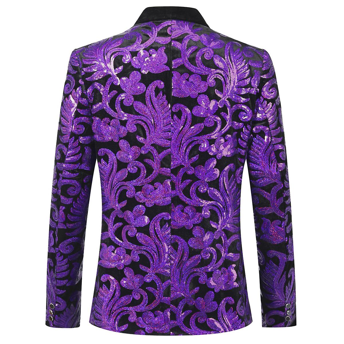 Sliktaa Mens Party Jacket Slim Fit Sequin Suit Blazer | Fruugo UK