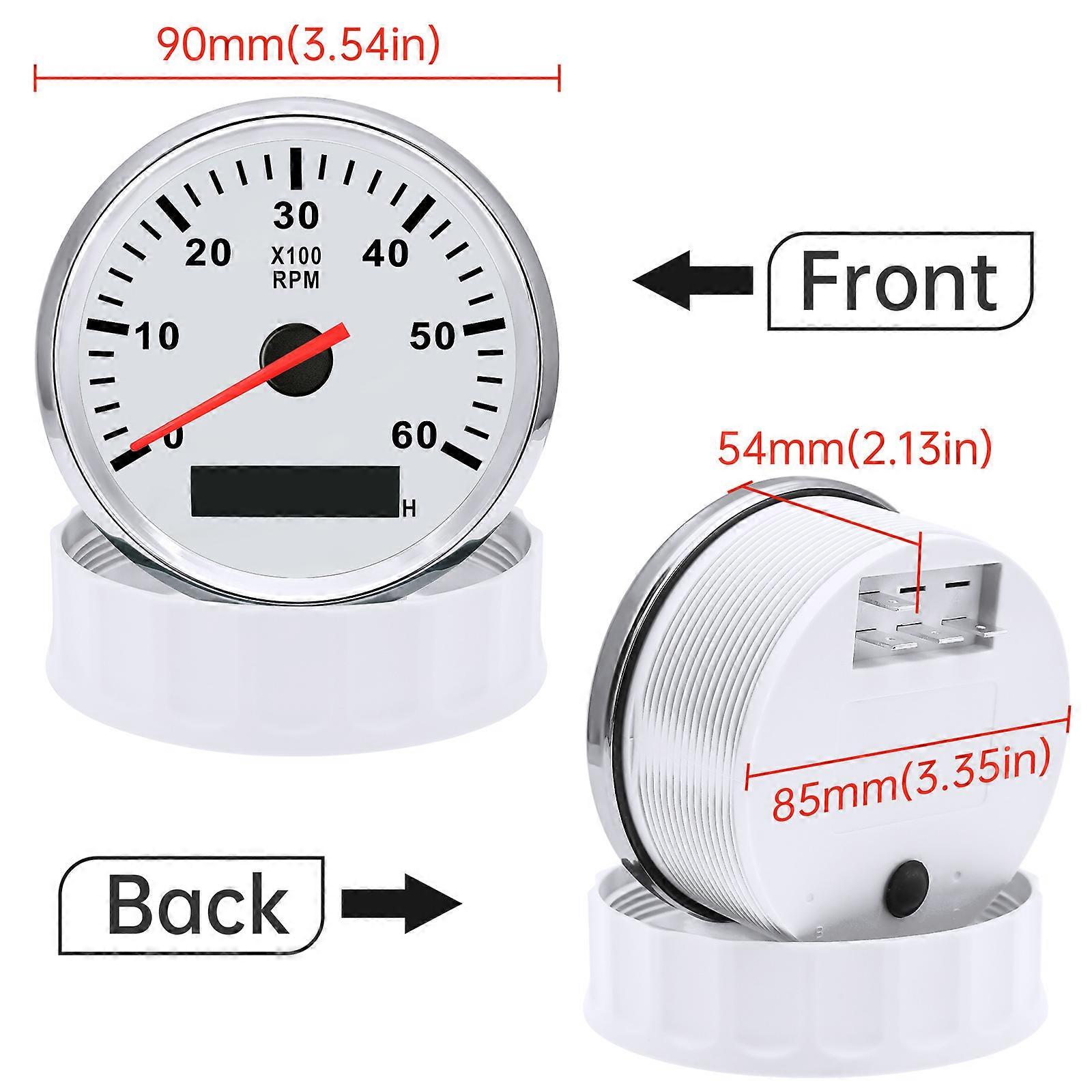 HD 85mm Boat Tachometer 6000 RPM Meter Stepper Motor with Hourmeter ...