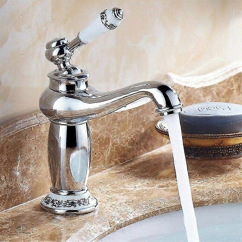 Retro Basin Faucet Ceramic Brass Sink Faucet Antique Vintage Mixer Tap ...
