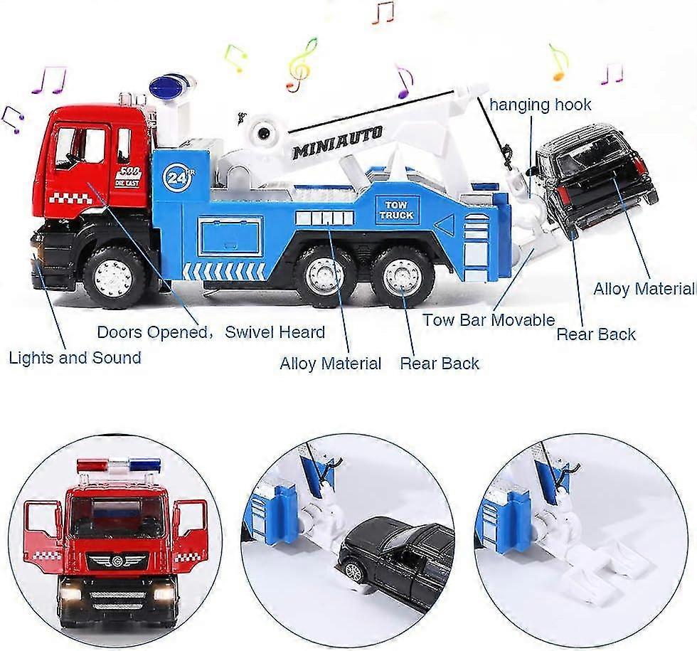 4st bärgningsbil med mini leksaksbilar som bilar med ljus och ljud ...