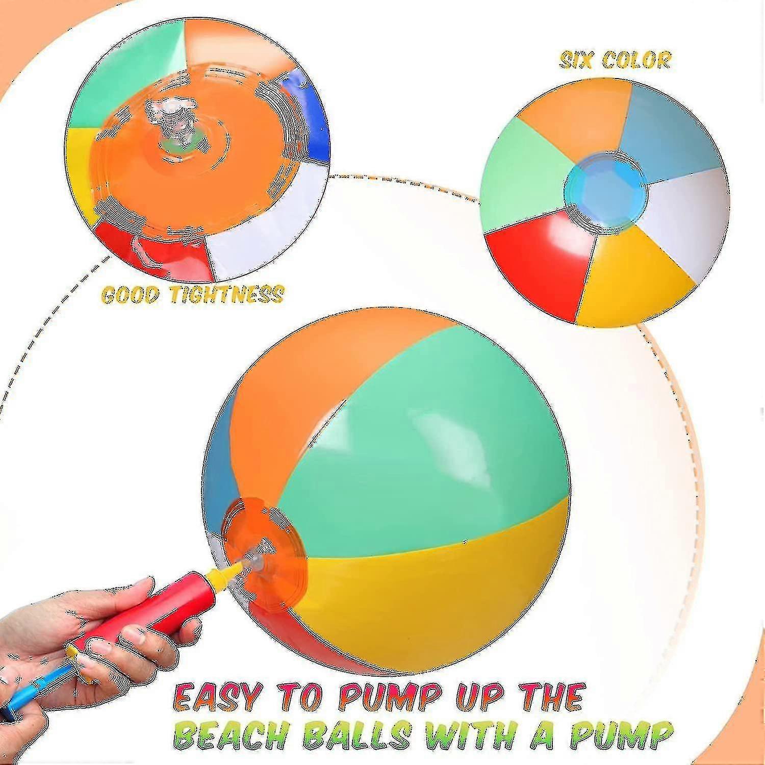 10 Pack 8.7inches Inflatable Beach Ball Kids And Adults Blow Up Rainbow ...
