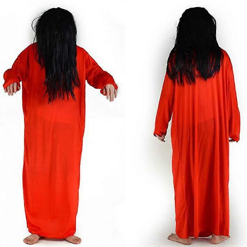 Halloween Scary Sadako Costumes With Wig White Red Plus Size Woman Gown ...