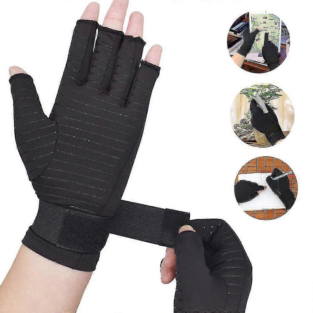 Compression Arthritis Gloves Joint Pain Relief Half Finger Support ...