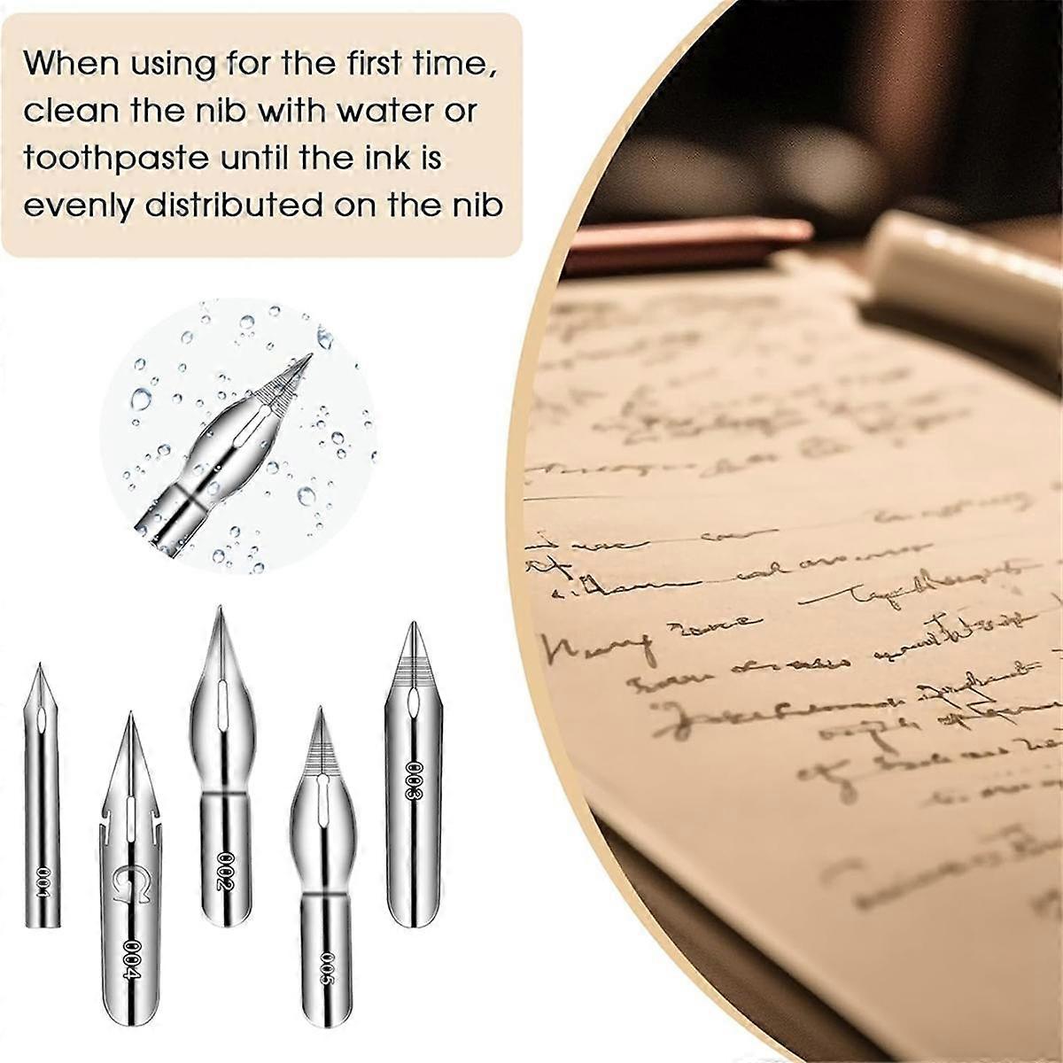Comic Nib Set,Tilted Calligraphy Nibs for Dip Pen Drawing,Wooden Liquid ...