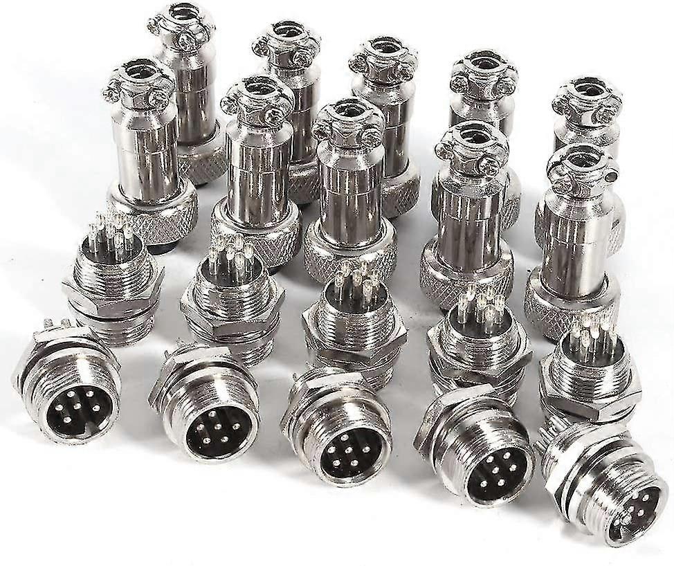 10 Set Gx12 Aviation Socket Plug 6 Pin 12mm Male Female Metal Panel ...
