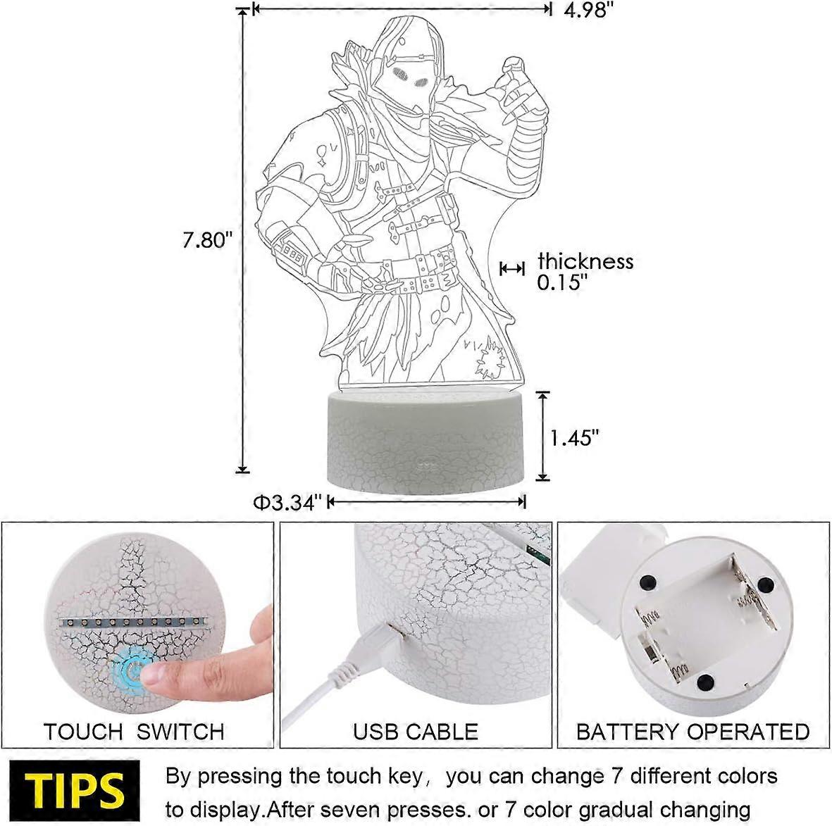 Raven Fortress Battle Royale 3D Optical Illusion LED Night Light Boy ...