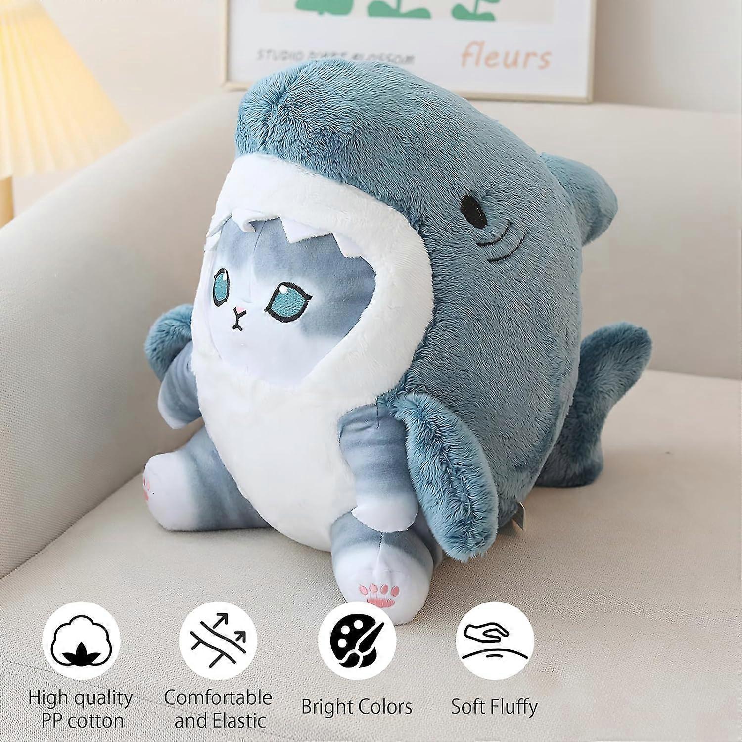 Cute Shark Cat Plush Doll Stuffed Animals 25cm Soft Plush Shark Plush ...