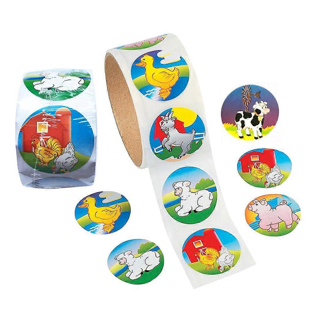 1.5 Inch Multicolored Farm Animal Stickers Roll, 2Pcs Kids' Reward ...