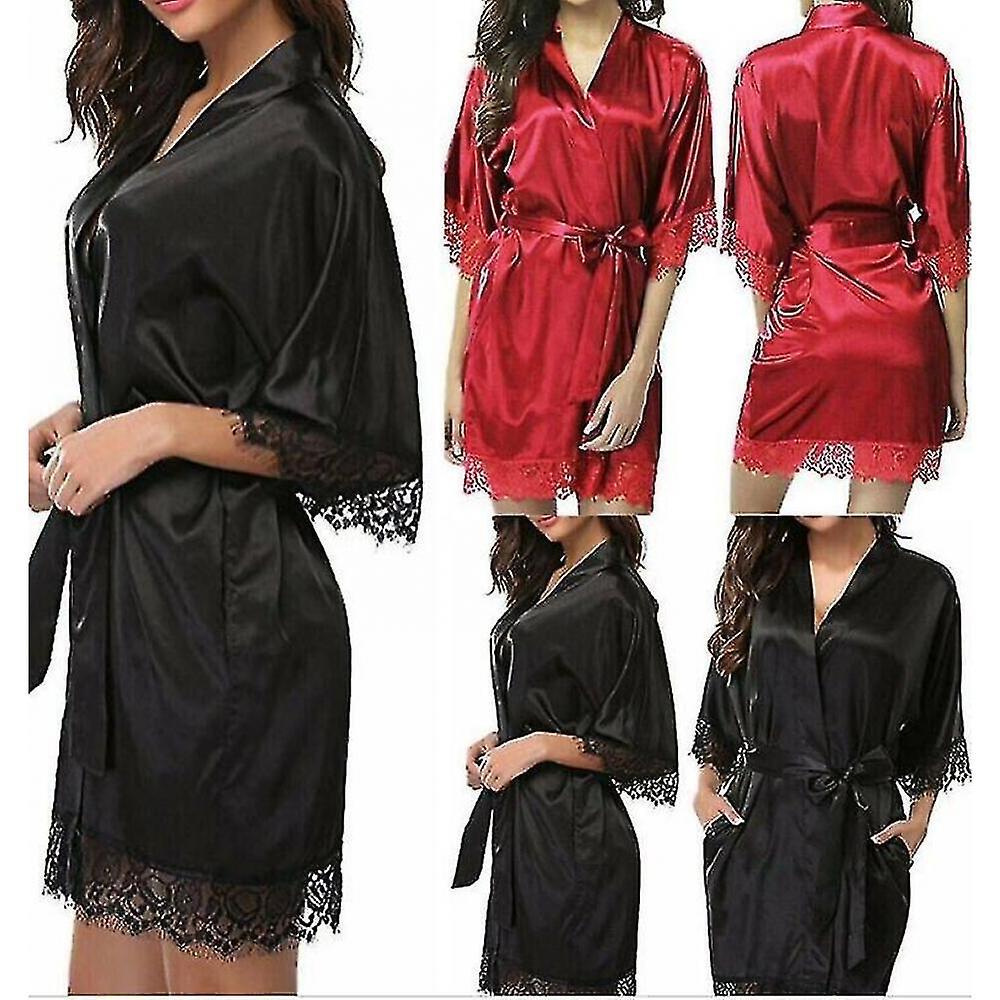 Satin Robe Wedding Bride Bridesmaid Kimono Dressing Gown Sleepwear ...