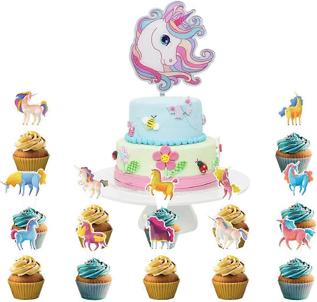 Cake Toppers, Cupcake Toppers, 25pcs Unicorn Cake Topper Kit, Birthday ...