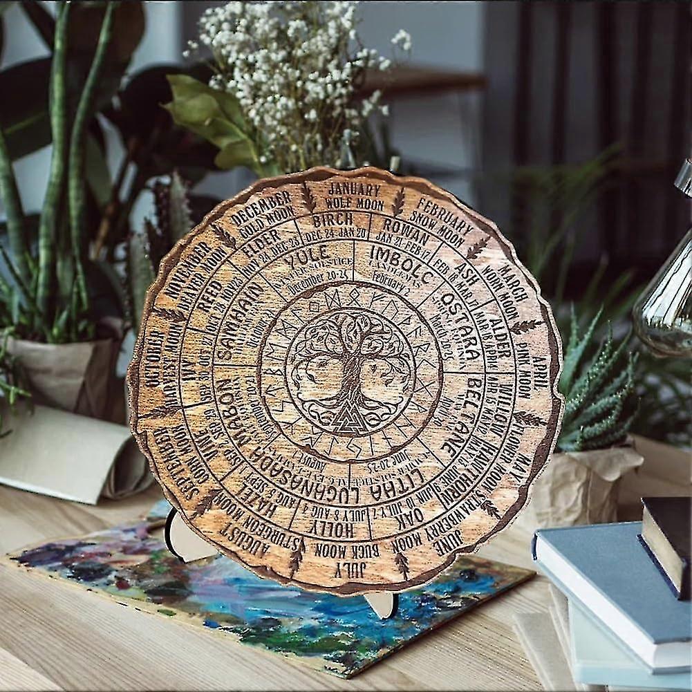 Wheel Of The Year Wood Sign, Tree Of Life Decor Wheel Calendar, Pagan ...