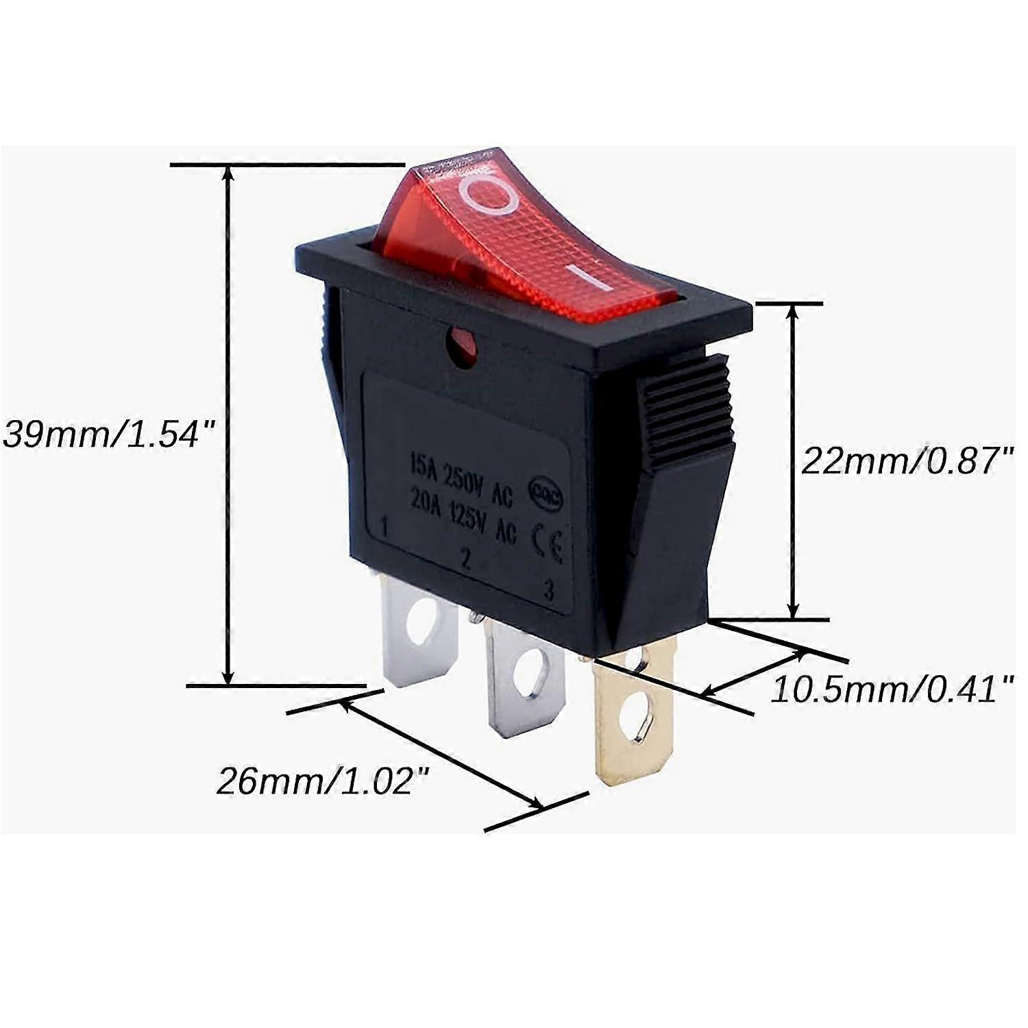 2 Pack On Off 120 Volt 3 Prong Plug Rocker Switch Lighted for Electric ...