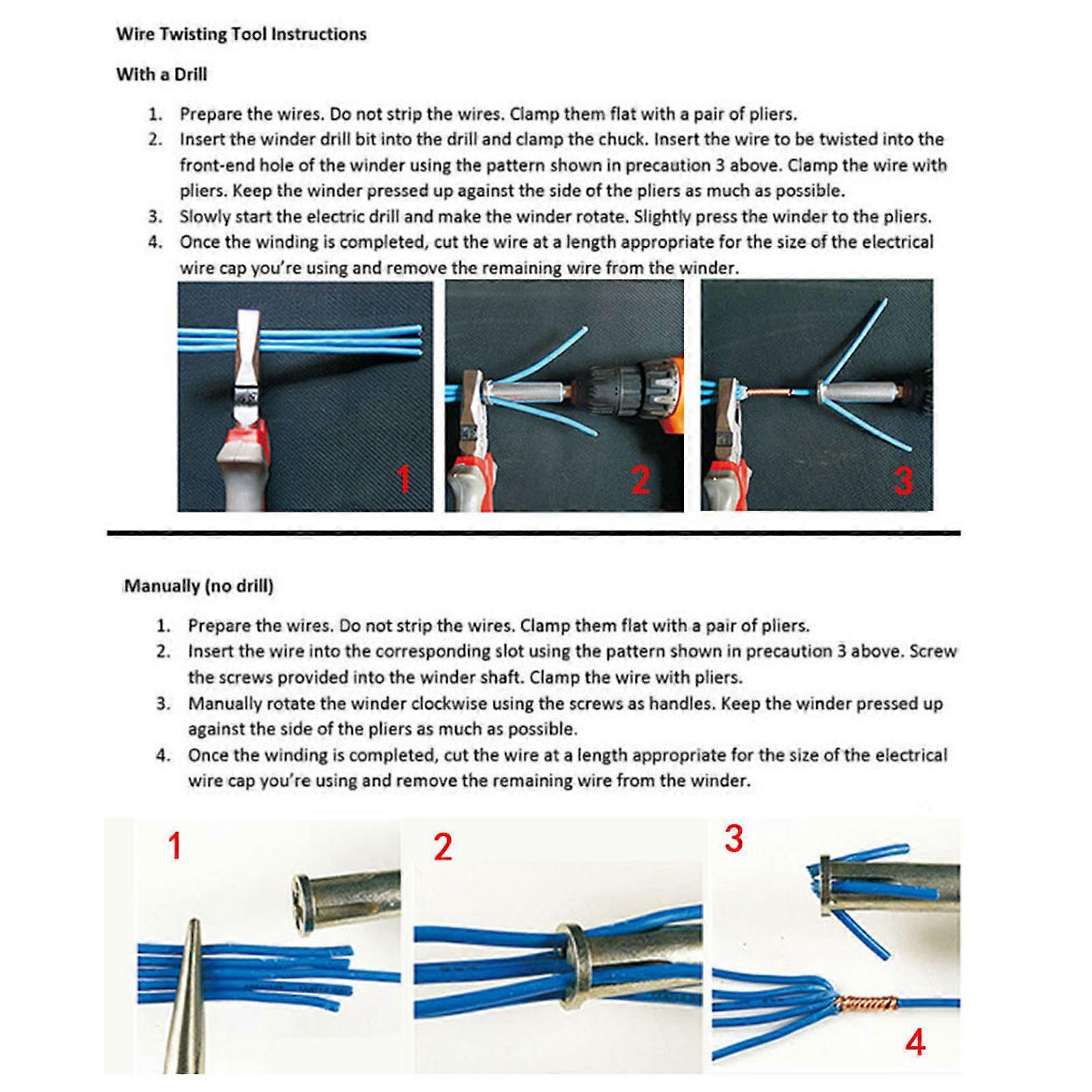 Wire Twisting Tool 1/4inch Connectors and Cable Stripper Wire Stripper ...