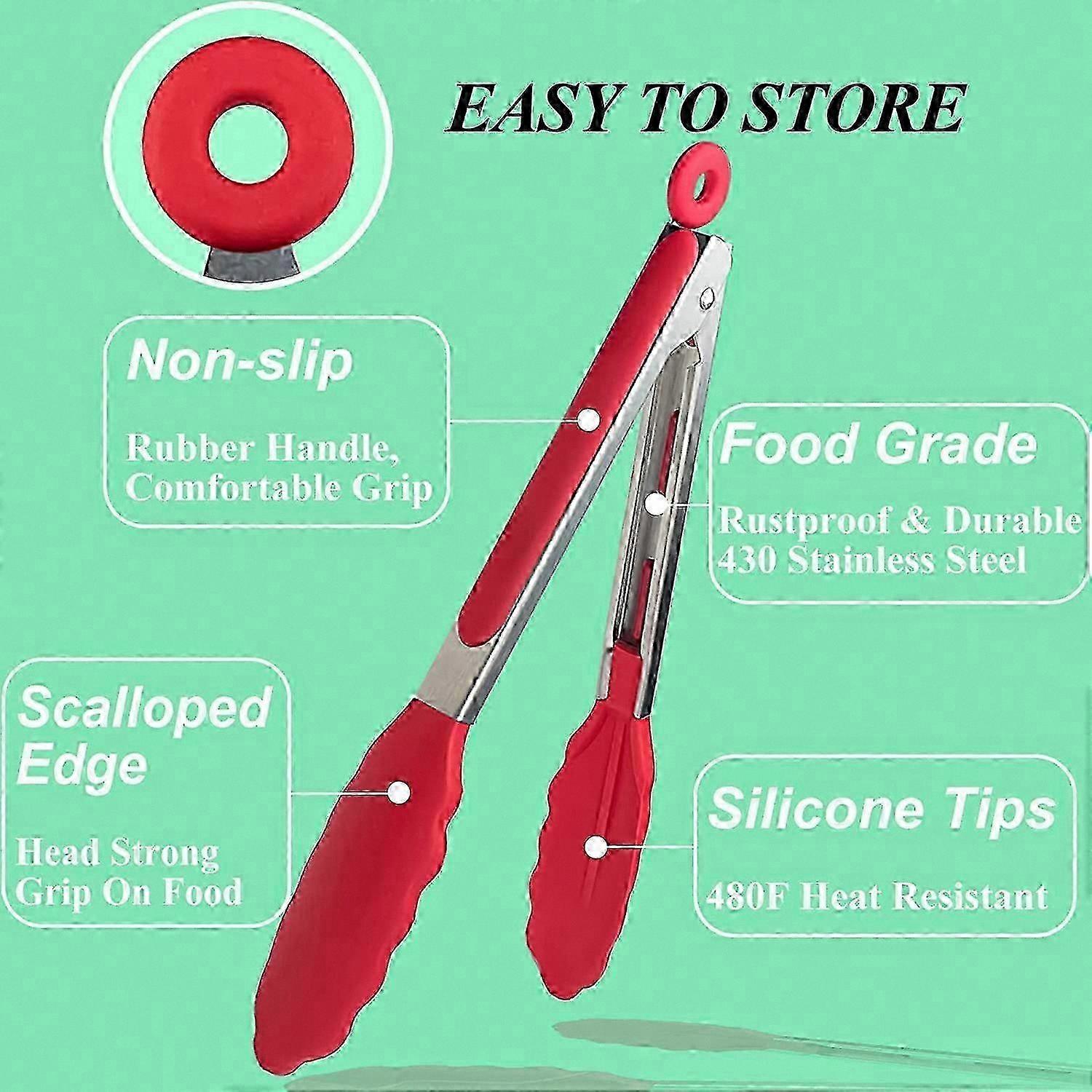 3-Piece Kitchen Tongs Set, Silicone-Tipped Non-Stick Cooking Tools for ...
