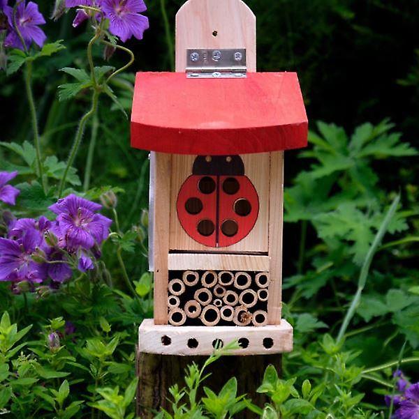 Wooden Natural Ladybird & Insect House/Hotel With Flip-Top Opening For ...