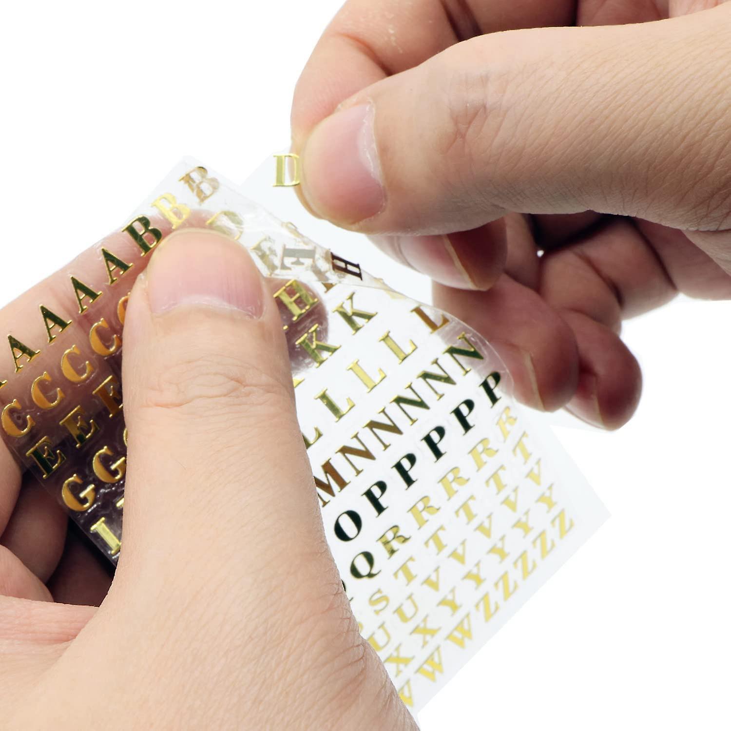 6 Sheets Small 0.18 Inch Alphabet Number Stickers Glitter Alloy Self ...