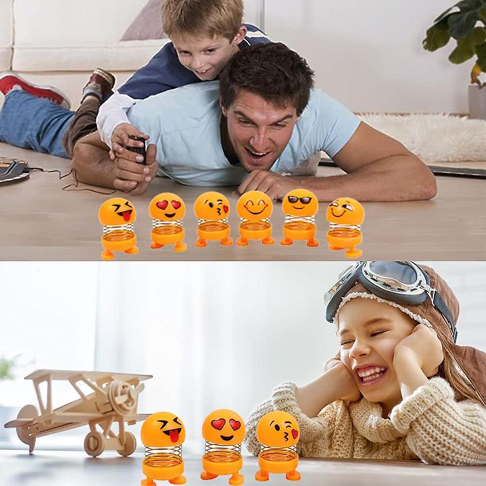 Car Ornaments Shaking Head Dolls,cute Funny Smiling Face Spring Bobble ...