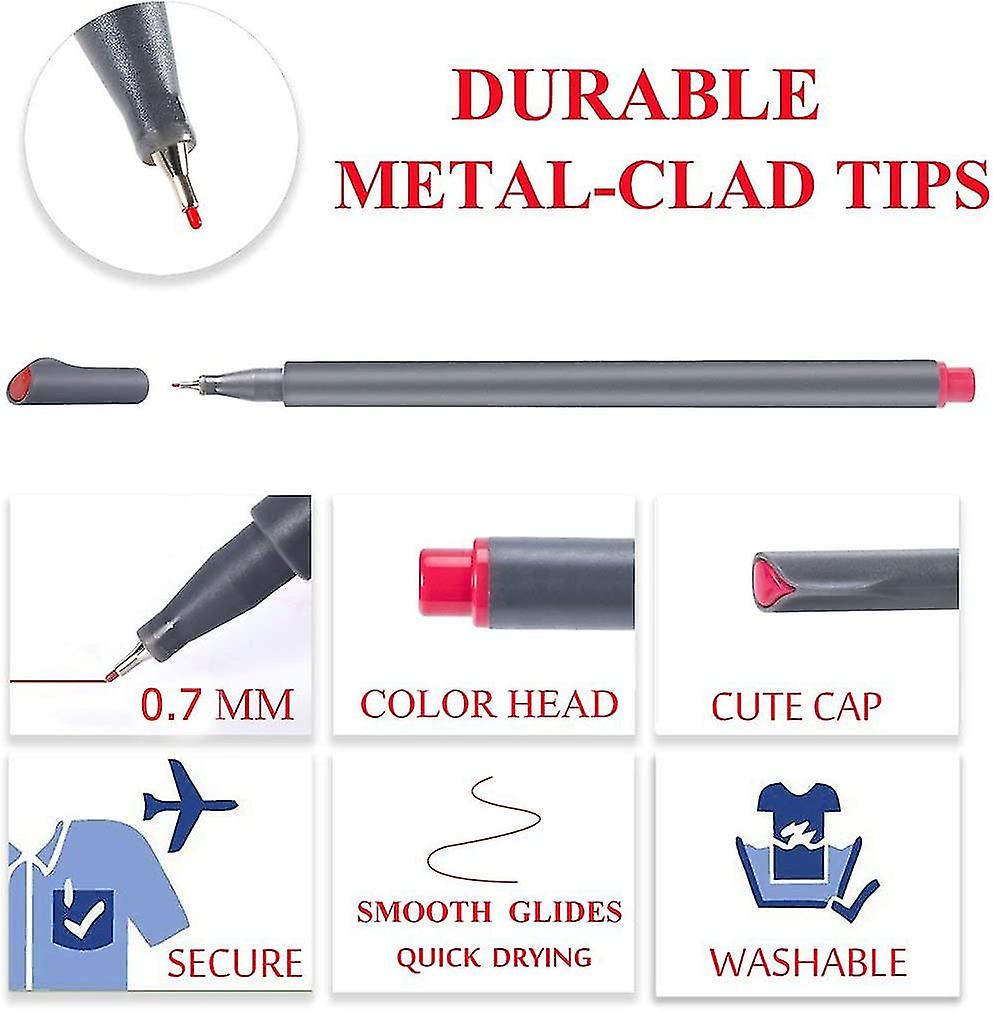 24 Bright Colors Fine Point Pens Colored Pens For Journaling Note ...