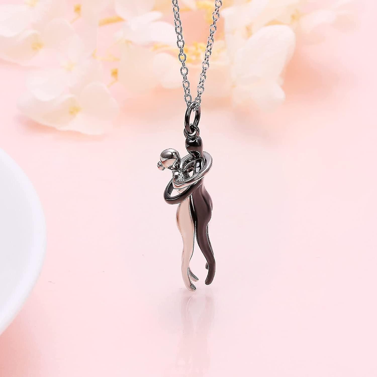 Hug Couple Necklace S925 Sterling Silver Hugging Jewelry for Him and ...