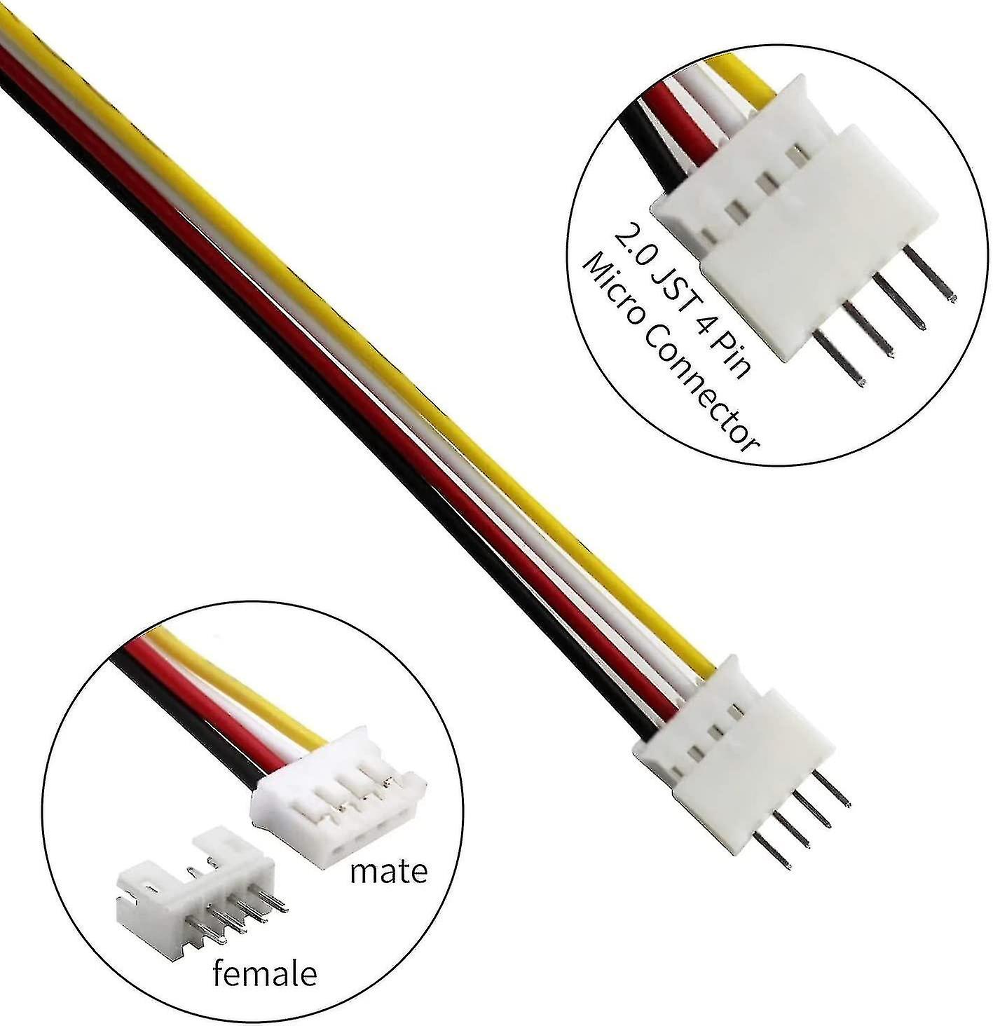 Kryp 50 Pairs Jst Male 4 Pin Jst-ph Connector Micro Jst 2.0mm 4 Pin Connector With Cable Wire ...
