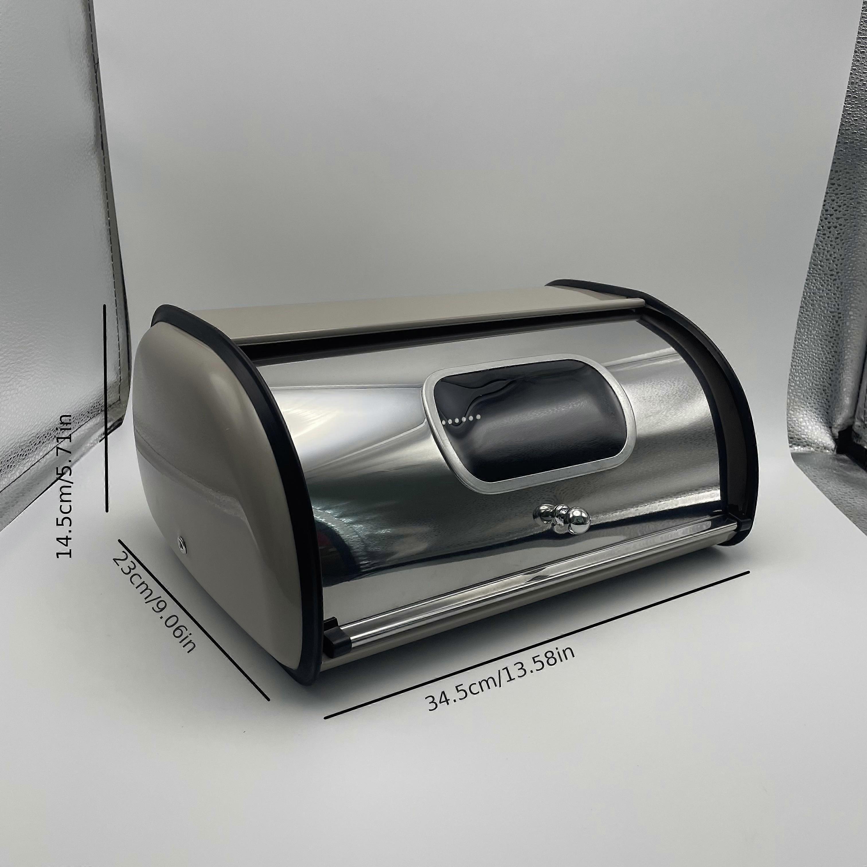 Stainless Steel Bread Box with Flip Top Closure, Reusable Rectangle ...