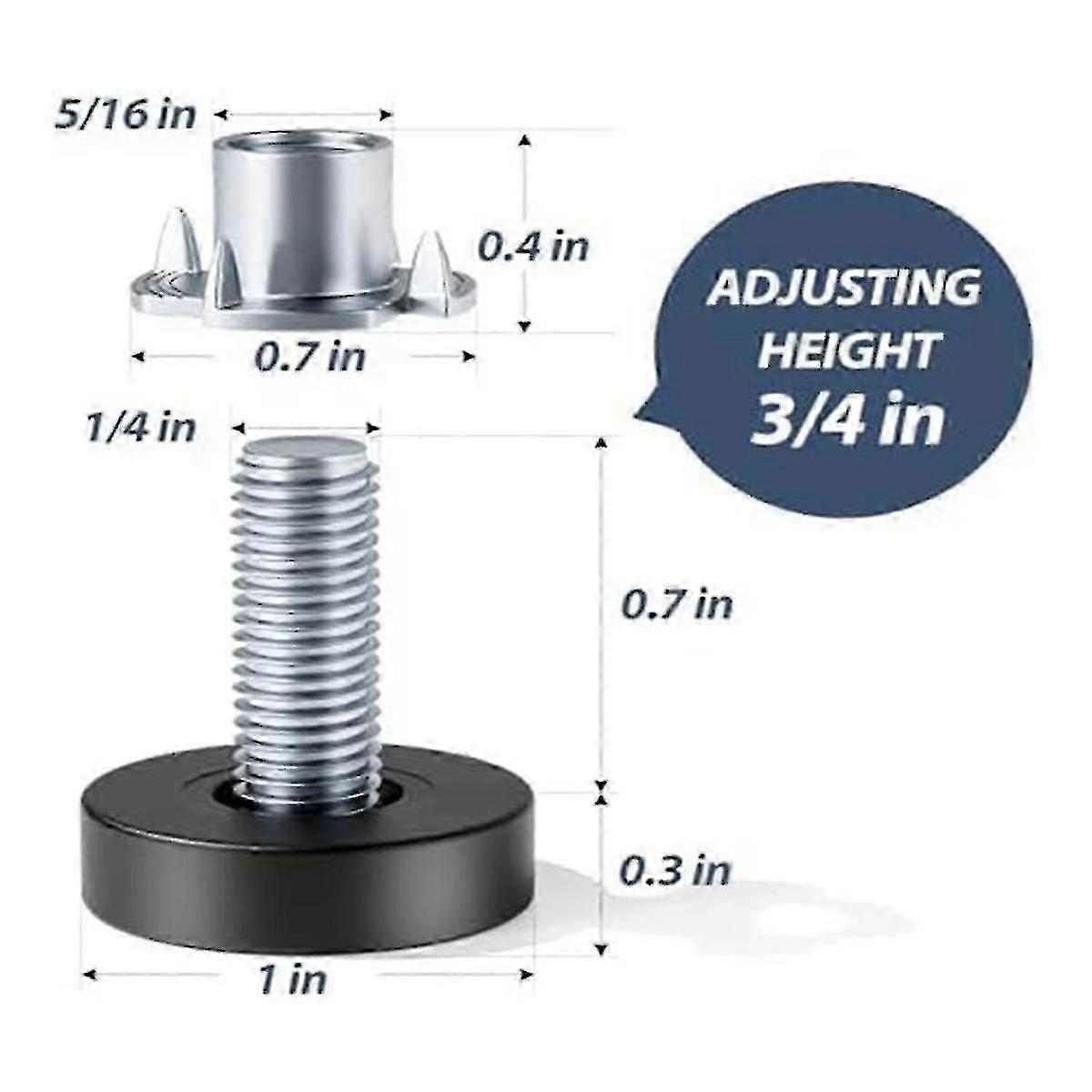 Furniture Leveling Feet With T-nuts, 1/4in-20 Unc Thread Adjustable ...