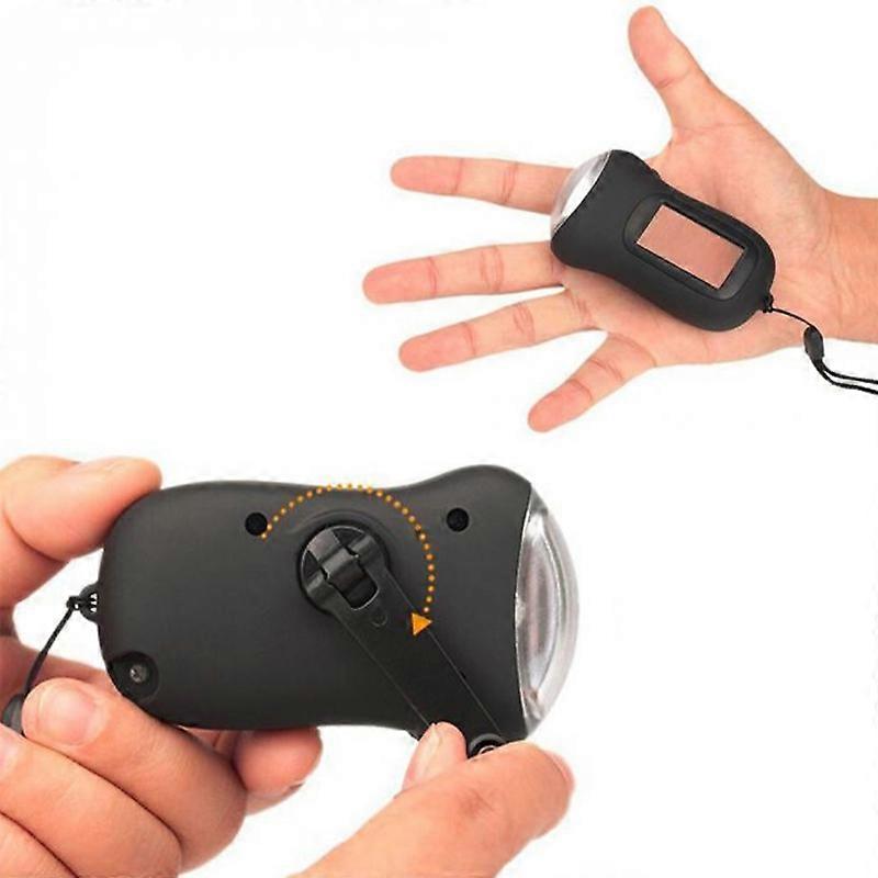 LED Solar Flashlight Hand Crank Dynamo Torch Light Multifunction ...