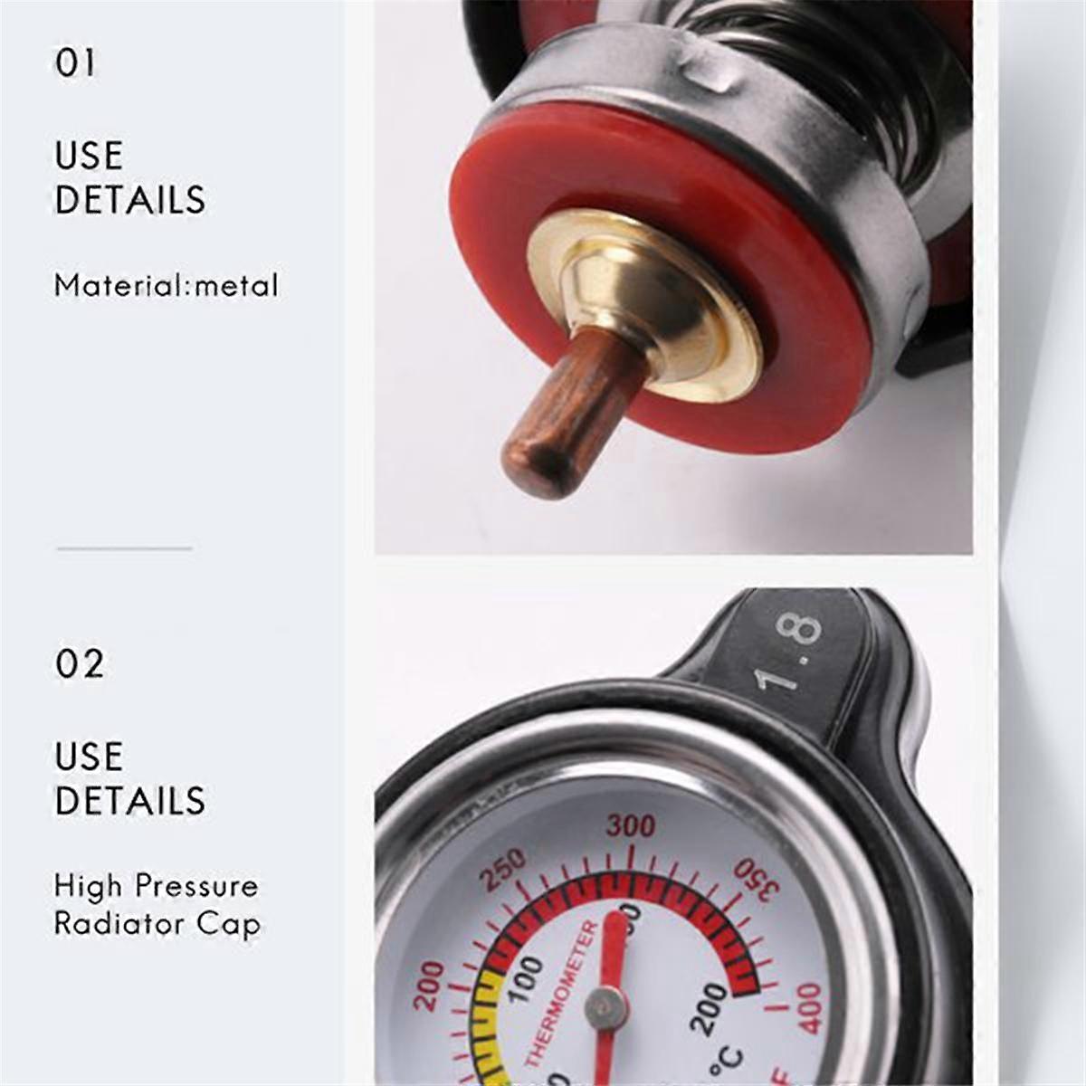 High Pressure Radiator Cap with Temperature Gauge, 1.8 Bar Radiator Cap ...