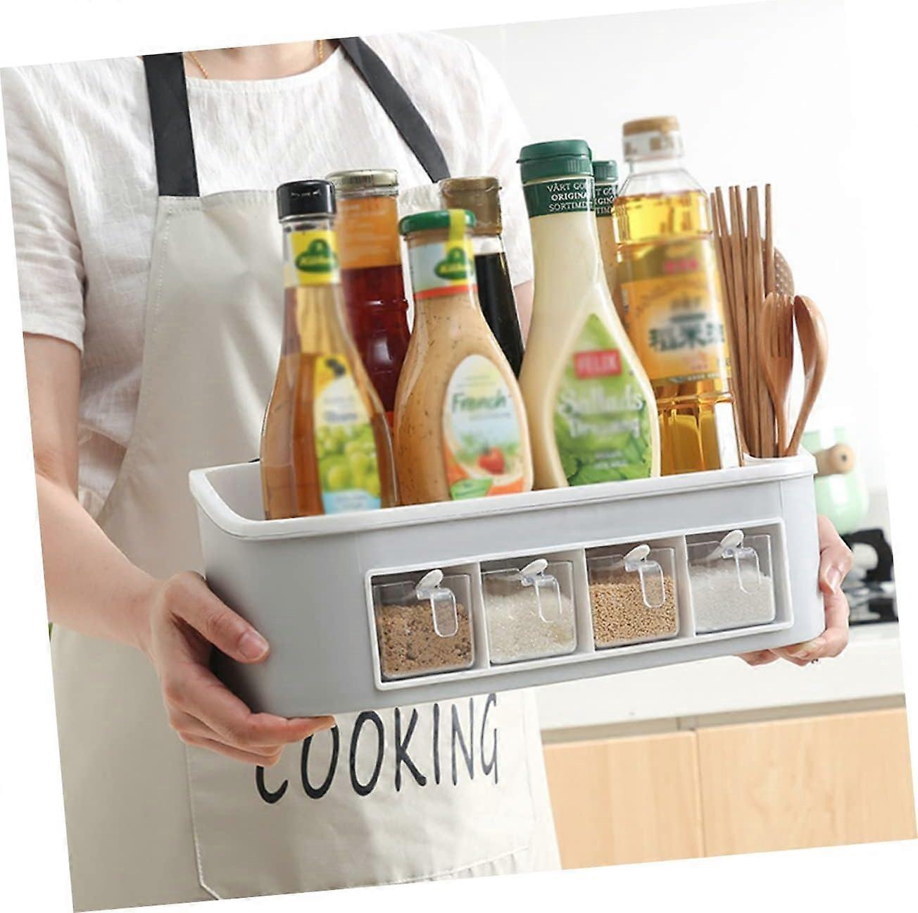 Seasoning Box Rack Plastic Storage Box Sauce Container Storage Shelves ...