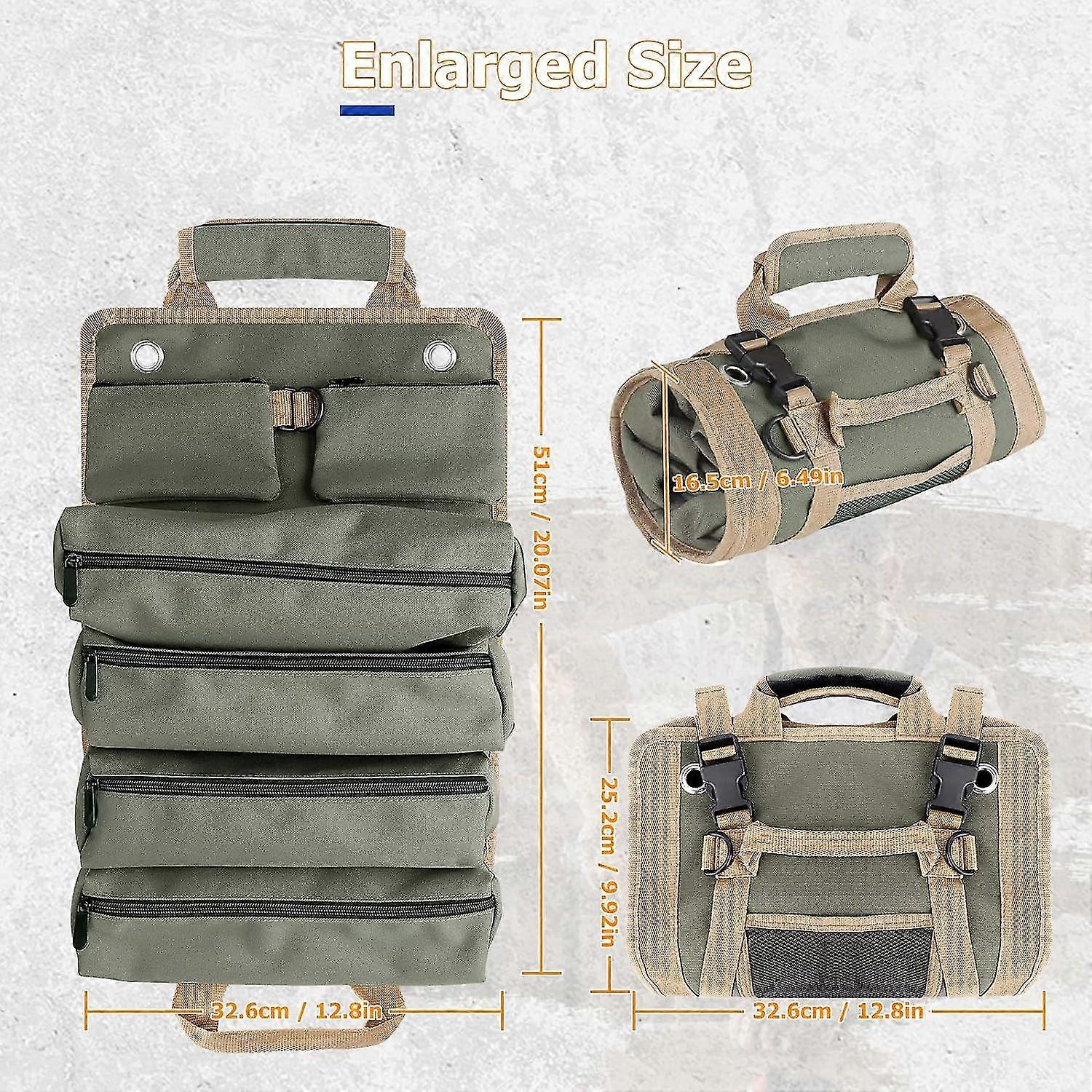 Canvas Roll Up Tool Bags Set, Multi-Purpose Tool Pouch, Heavy Duty ...