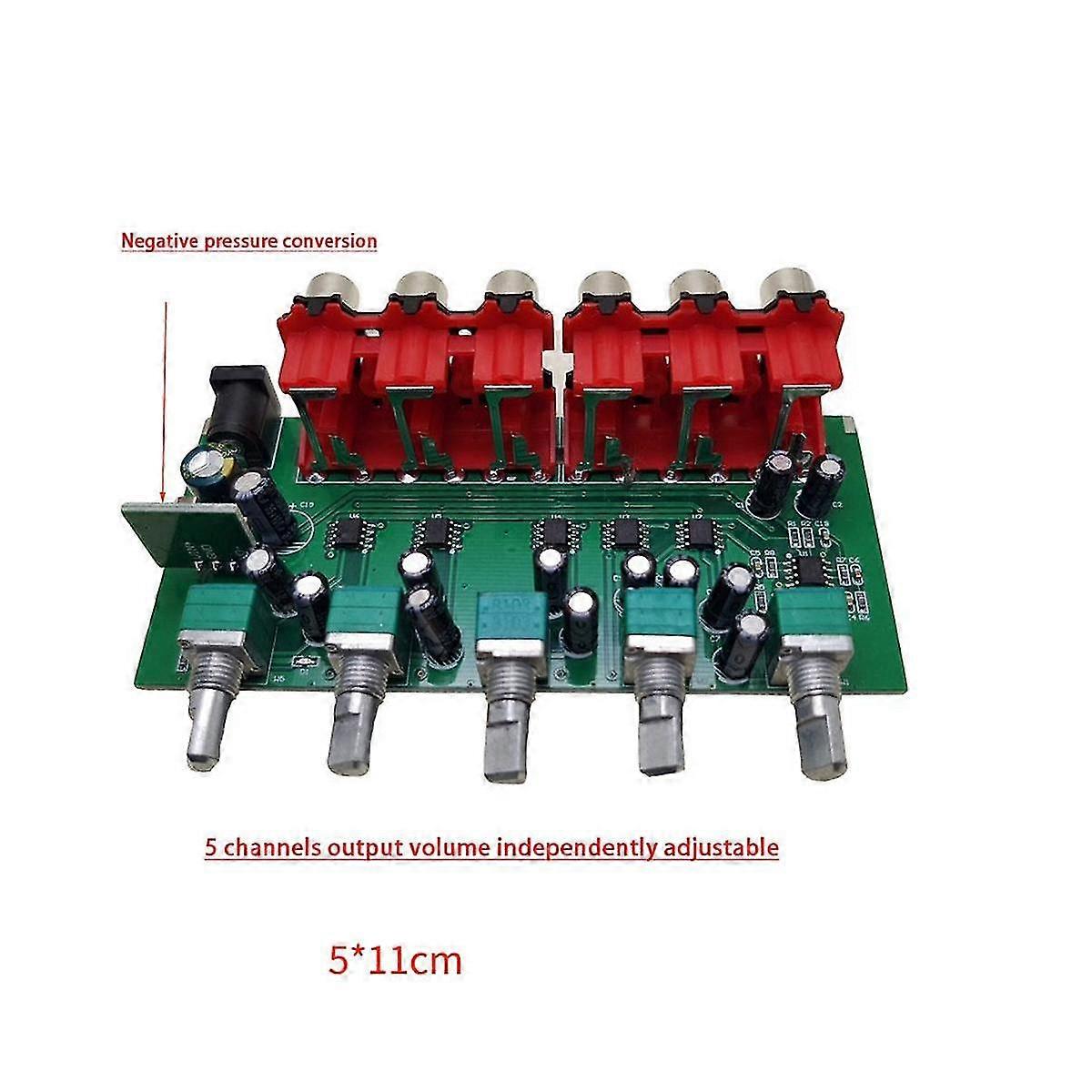 1-in-5-out Hifi Stereo Rca Audio Splitter /selector Tone Controller ...