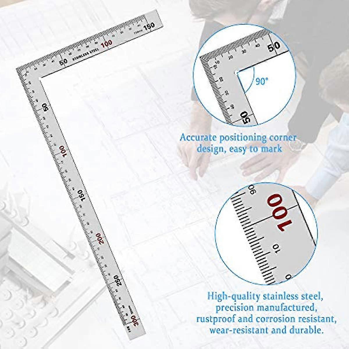 2 Pack L Shaped Ruler 150mmx300mm Right Angle Ruler Stainless Steel L ...