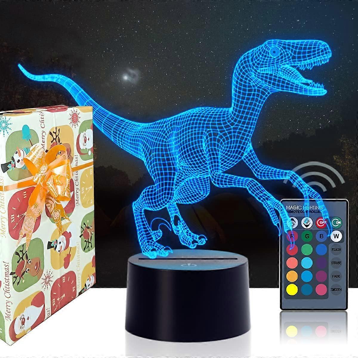 Cool 3D Jurassic Dinosaur Night Light, LED Velociraptor Raptor Night ...