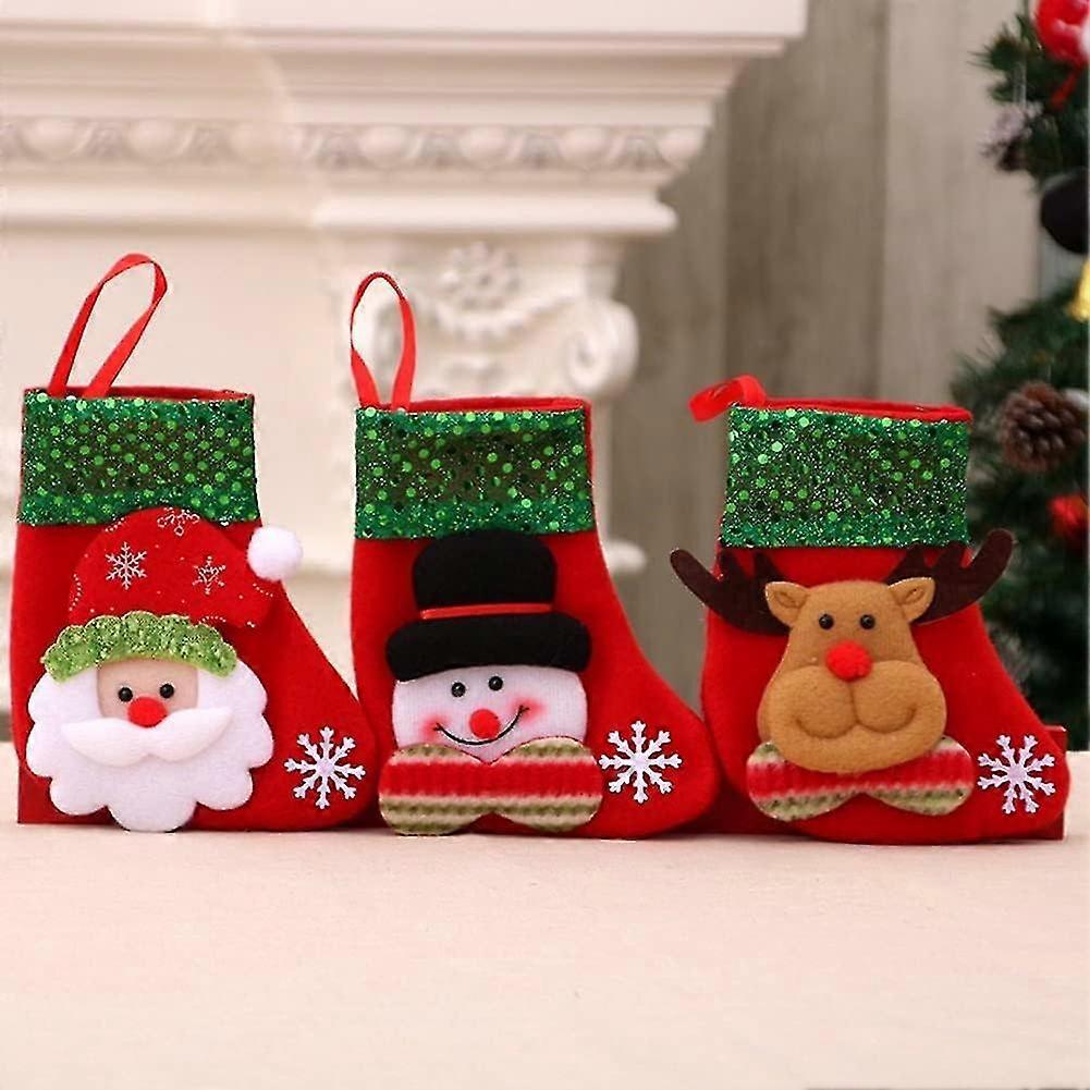 WJTG Generic Christmas Glitter Christmas Stockings Three-Dimensional ...