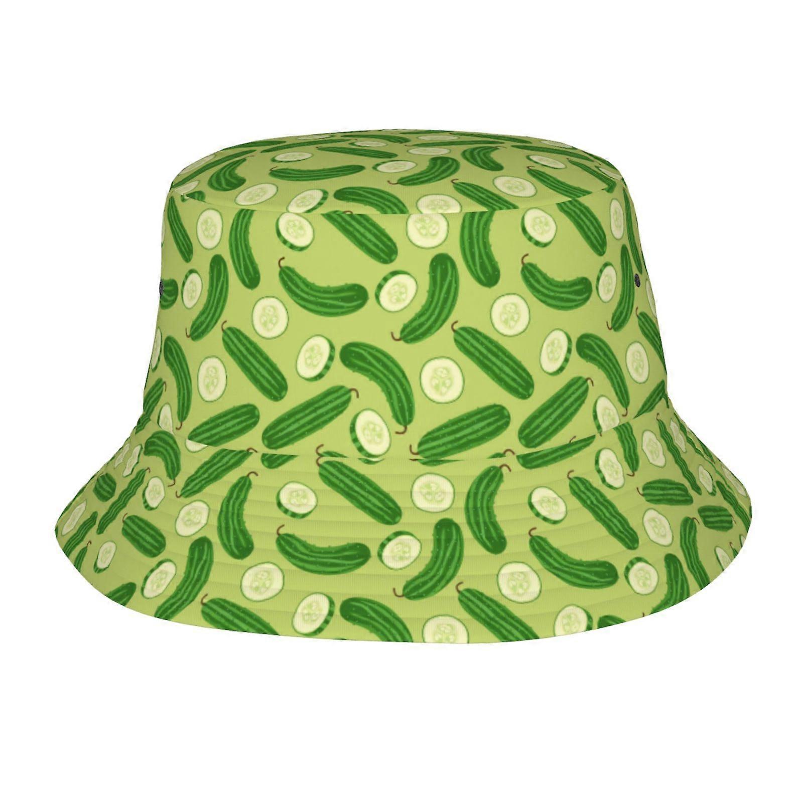 Cartoon Cucumber Pattern Hat Bucket Fisherman Bucket Hats Casual ...