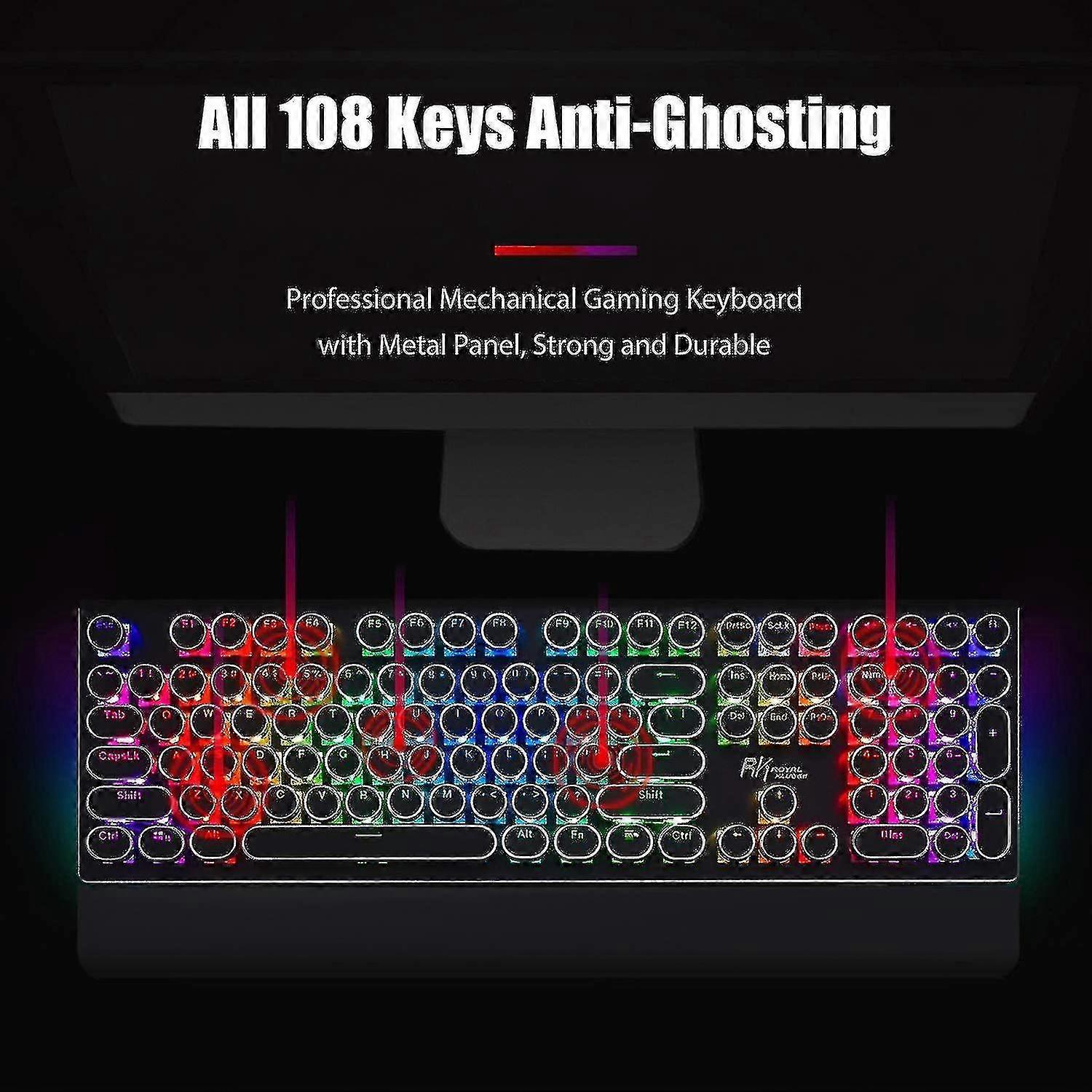 Typewriter Style Mechanical Gaming Keyboard With Real Rgb Backlit ...