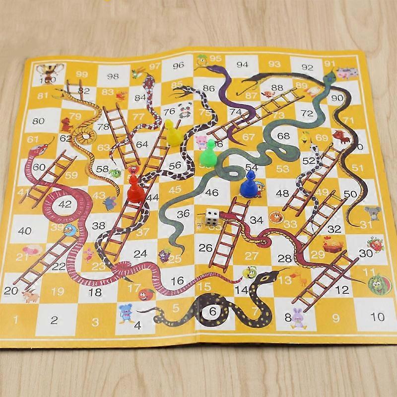 25cm Portable Paper Snake Ladder Flight Chess Set Board Game Children ...